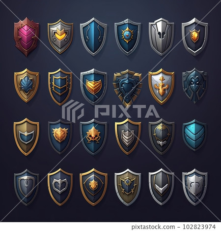 symbol shield game ai generated-插圖素材 [102823974] - PIXTA圖庫