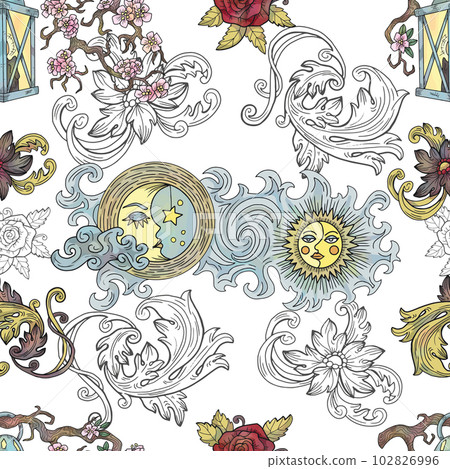 Vector seamless pattern with fantasy...-插圖素材 [102826996] - PIXTA圖庫