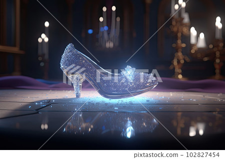 Crystal glass slipper. Transparent womens shoe... - Stock Illustration ...