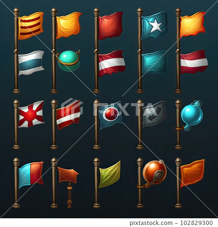 flutter flag pole game ai generated-插圖素材 [102829300] - PIXTA圖庫