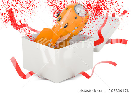 Atomic bomb, nuclear weapon inside gift box, 3D... - Stock Illustration ...