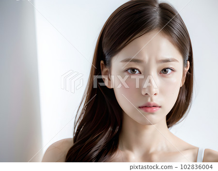 A woman staring with a dissatisfied expression... - Stock Illustration ...