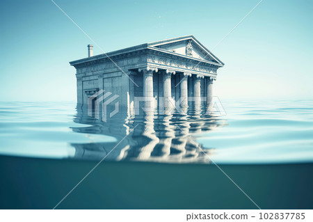 Banking Default and Bank Crisis. Banks drowning...-插圖素材 [102837785 ...