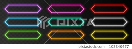 Neon button frames, coloful glowing borders,... - Stock Illustration [102840477] - PIXTA