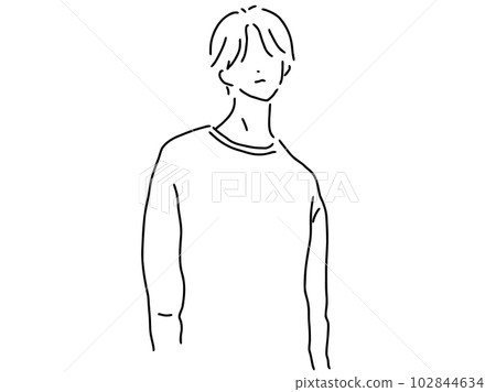 Simple line drawing of a cool man / hand-drawn... - Stock Illustration ...