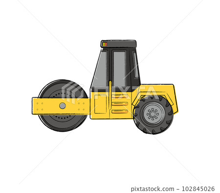 Working car road roller hand drawn touch vector... - Stock Illustration ...