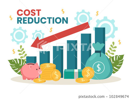 Cost Reduction Vector Illustration with...-插圖素材 [102849674] - PIXTA圖庫