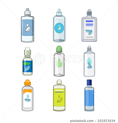 contact lens solution set cartoon vector... - Stock Illustration ...
