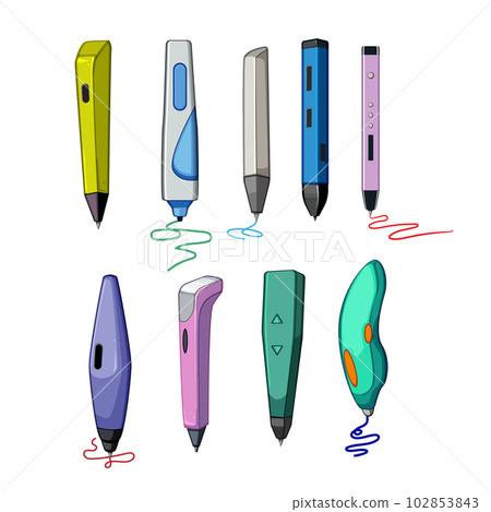 3d pen set cartoon vector illustration-插圖素材 [102853843] - PIXTA圖庫