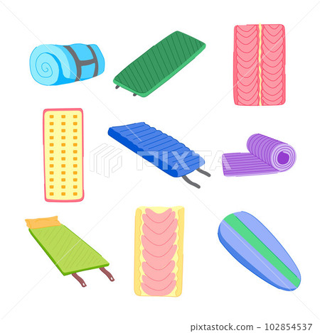 sleeping pad set cartoon vector illustration - Stock Illustration ...