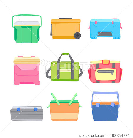 cooler box set cartoon vector illustration - Stock Illustration ...