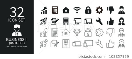 Commonly used icon set related to business - Stock Illustration ...