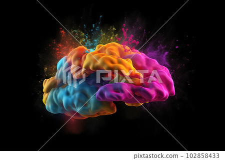 Image of colorful brain design in 3D on a clean... - Stock Illustration ...