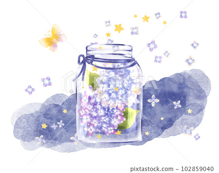 cute bottled hydrangea - Stock Illustration [102859040] - PIXTA