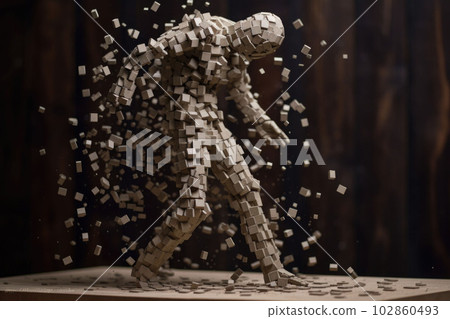 The man made of disintegrating tessellated... - Stock Illustration ...
