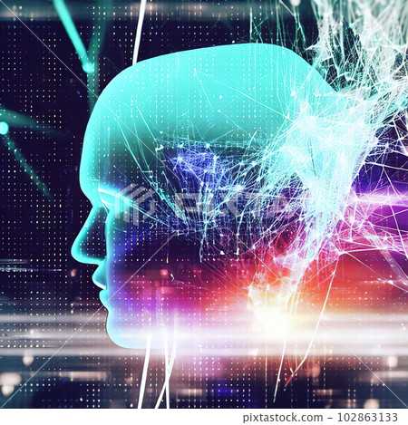 A human mind picture in the form of electronic...-插圖素材 [102863133 ...