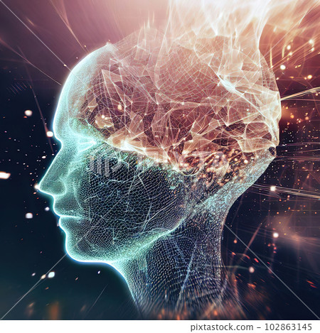 A human mind picture in the form of electronic...-插圖素材 [102863145 ...