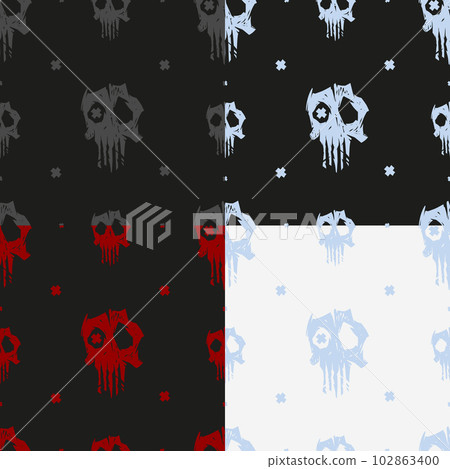 Cursed skull seamless pattern 4 variations.... - Stock Illustration ...