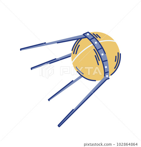 Illustration of round space satellite with... - Stock Illustration ...