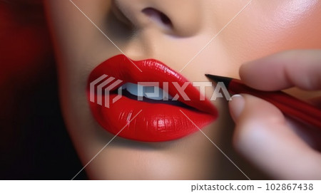 Red lips makeup. Illustration AI Generative - Stock Illustration ...