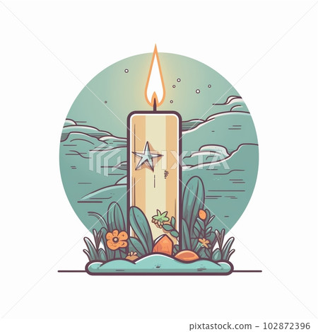 Cartoon baptismal candle, symbolizing the light...-插圖素材 [102872396 ...