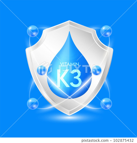 Vitamin K3 blue drop inside aluminum shield... - Stock Illustration ...