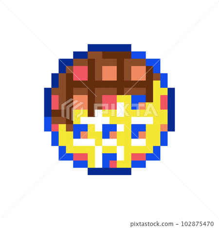 Pixel art chocolate waffle sticker. 8bit retro... - Stock Illustration ...