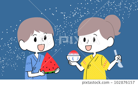 Children enjoying summer in Samue - Stock Illustration [102876157] - PIXTA