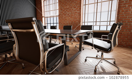A conference room with a brick wall and two... - Stock Illustration ...