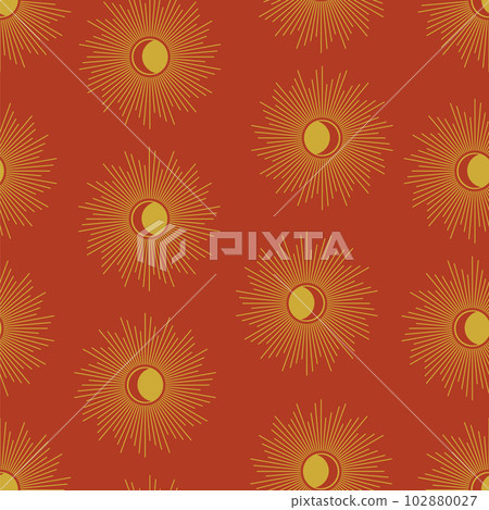 Celestial sun and moon eclipse aesthetic... - Stock Illustration [102880027] - PIXTA