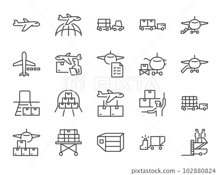 Air freight icon set. It included the shipping,... - Stock Illustration ...