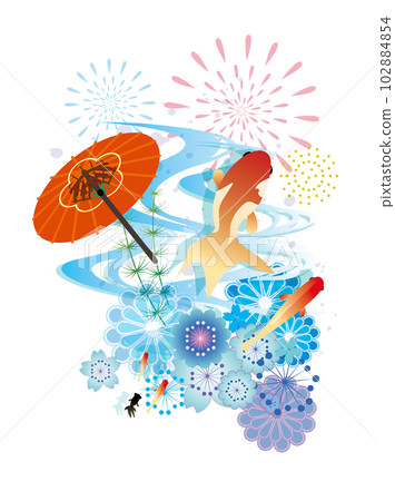 Cool summer Japanese style image background - Stock Illustration ...