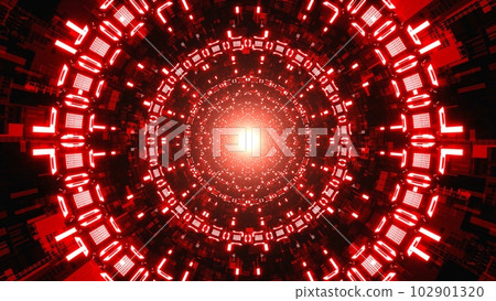 Glowing Red Light Mechanical Tunnel - Stock Illustration [102901320 ...