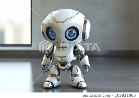 Small humanoid robot in the living room... - Stock Illustration ...