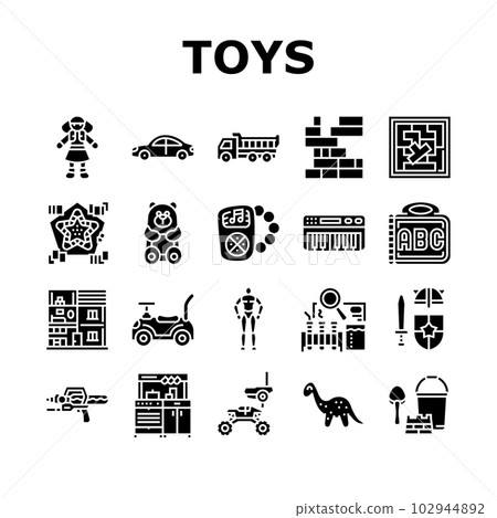 toy baby child game play icons set vector - Stock Illustration ...