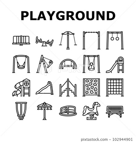 playground park outdoor play icons set vector - Stock Illustration ...