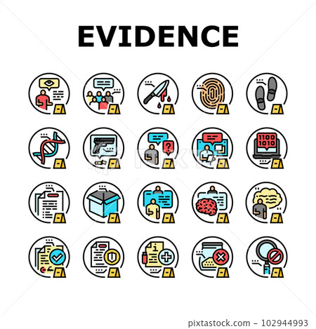 evidence crime police scene board icons set vector - Stock Illustration ...