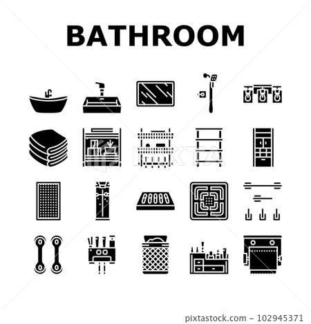 bathroom interior home icons set vector - Stock Illustration [102945371 ...