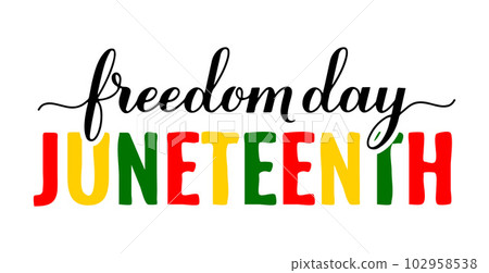 Juneteenth Freedom Day hand lettering isolated... - Stock Illustration ...