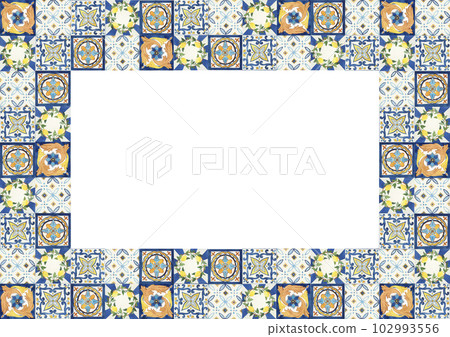 Watercolor mediterranean frame traditional... - Stock Illustration ...