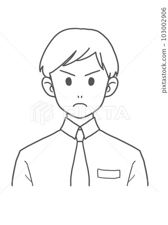 Angry man in white shirt (line drawing) - Stock Illustration [103002906 ...