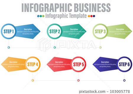 Timeline 6 Steps, six 6 option shape table...-插圖素材 [103005778] - PIXTA圖庫