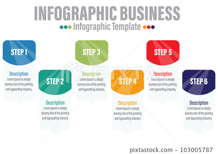 Six 6 rectangle link timeline steps or option... - Stock Illustration ...