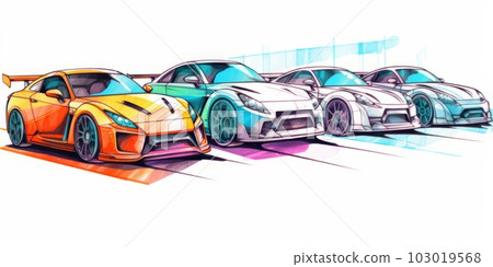 Illustration of multiple cars White background,... - Stock Illustration ...