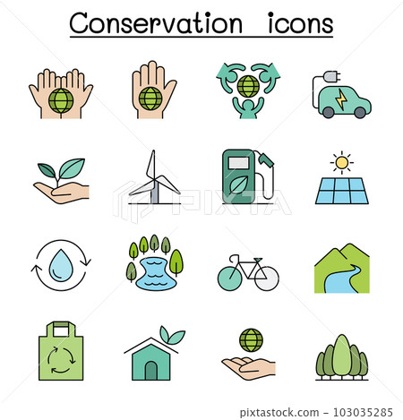 Conservation and Ecology color line icon set-插圖素材 [103035285] - PIXTA圖庫