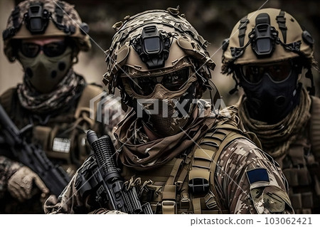 US Army Special Forces Group soldier. Neural... - Stock Illustration ...