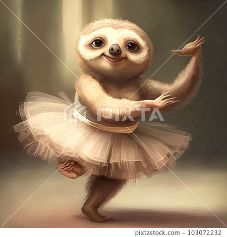 Dress up sloth in ballet suit post in room... - Stock Illustration ...