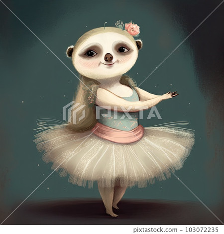 Dress up sloth in ballet suit post in room... - Stock Illustration ...