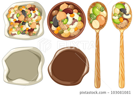 Set of grain and nuts healthy food - Stock Illustration [103081081] - PIXTA