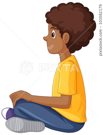 Side View of Teen Boy Sitting - Stock Illustration [103082179] - PIXTA